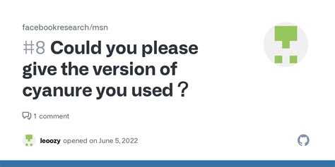 Could You Please Give The Version Of Cyanure You Used？ · Issue 8 · Facebookresearch Msn · Github