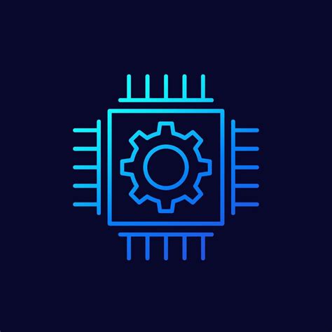 Chip Microchip Line Vector Icon With Gear Vector Art At Vecteezy