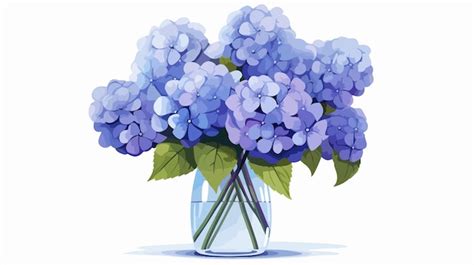 Hydrangea In Vase Flat Vector Isolated On White Background Premium Ai