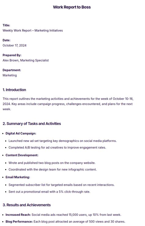 5 Work Report Examples To Download