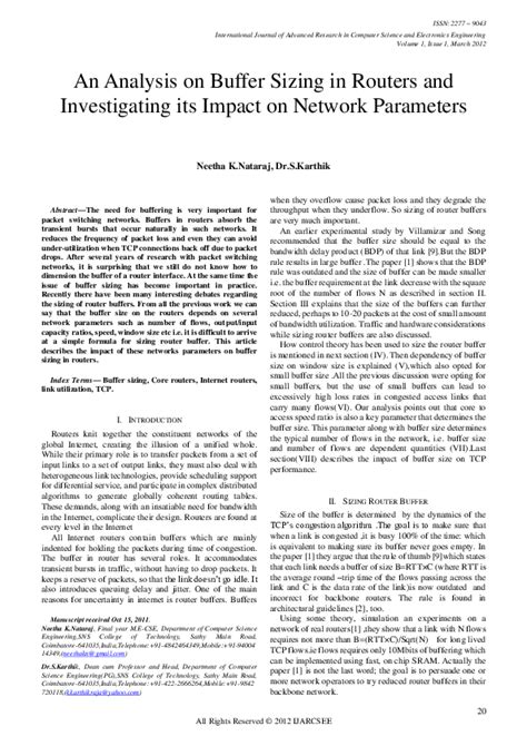 pdf an analysis on buffer sizing in routers and investigating its