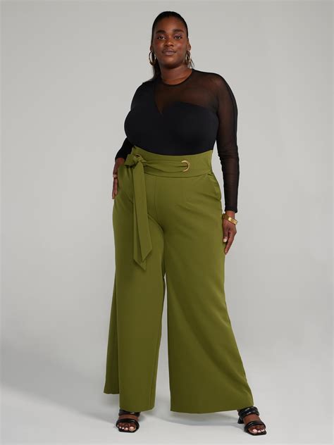 Plus Size Tie Waist Wide Leg Pants Undefined