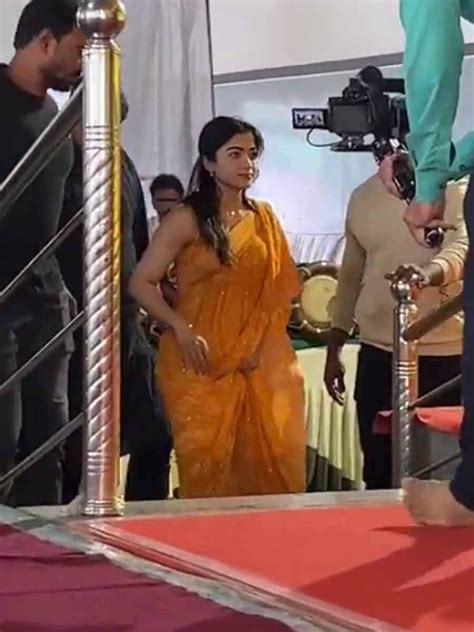 Rashmika Mandanna S Yellow Saree Look At Her Assistant S Wedding Goes Viral Filmfare Com