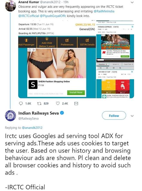 IRCTC S Reply To User Complaining Of Obscene Ads Will Leave You In Splits