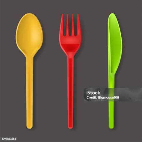 현실적인 상세한 3d 컬러 플라스틱 칼 붙이 설정합니다 벡터 0명에 대한 스톡 벡터 아트 및 기타 이미지 0명 3차원 형태 개념 Istock