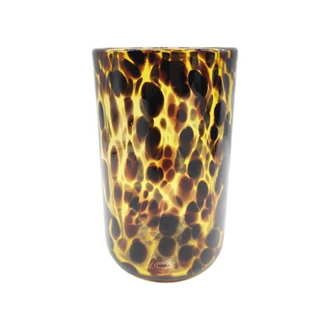 Glasswaretalk Amber Tortoise Shell Leopard Hand Made Glassware Set Of 5