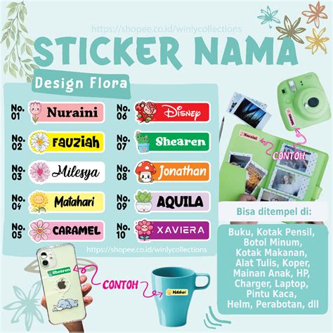 Jual Stiker Label Nama Flora Bunga Tanaman Flower Cute Sticker Custom Lebel Premium Murah Lucu