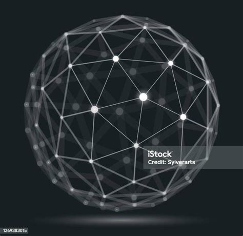 치수 격자 메쉬 벡터 추상화 3d 다각형 디자인 추상구 기술 및 과학 디지털 스타일의 역동적인 연결고리와 라인및 도트가 있는 현실적인 필드 효과 0명에 대한 스톡 사진 및