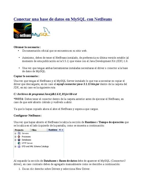 conectar netbeans con mysql pdf java lenguaje de programación sql