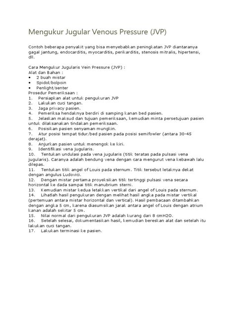 Mengukur Jugular Venous Pressure Pdf
