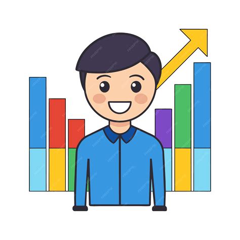 Premium Vector Illustration Of A Man Front Of Graph With Happy Facial