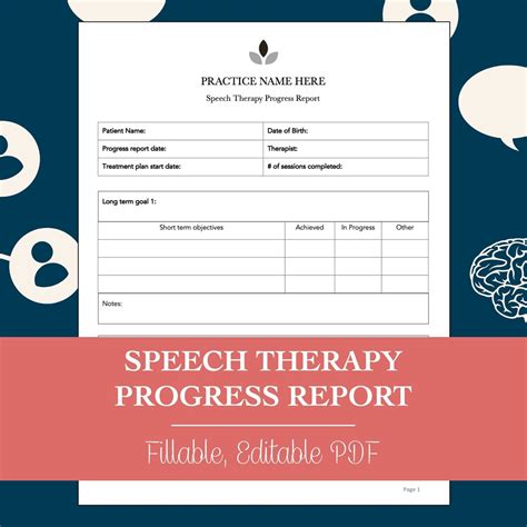 Progress Report Template For Speech Therapy Editable Fillable