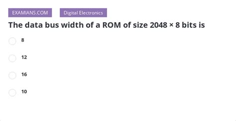The Data Bus Width Of A Rom Of Size 2048 × 8 Bits Is Examians