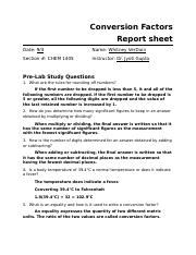 Conversion Factors Lab Report Sheet Docx Conversion Factors Report Sheet Date 9 4 Name
