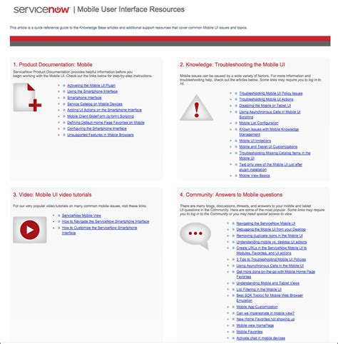 All New Mobile User Interface Resources Page Servicenow Community