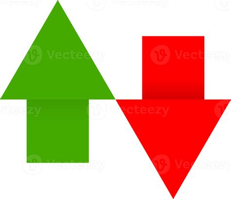 Green Arrow Graph Growing Uptrend And Red Arrow Graph Downward Trend Financial Business Icon