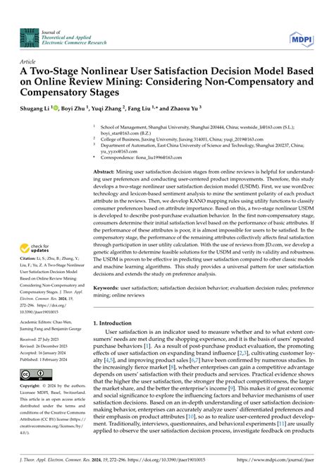 Pdf A Two Stage Nonlinear User Satisfaction Decision Model Based On