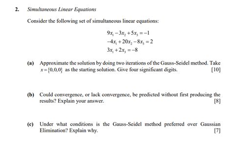Solved Simultaneous Linear Equations Consider The Following
