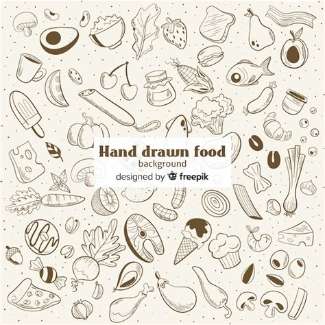 손으로 그린 음식 배경 무료 벡터