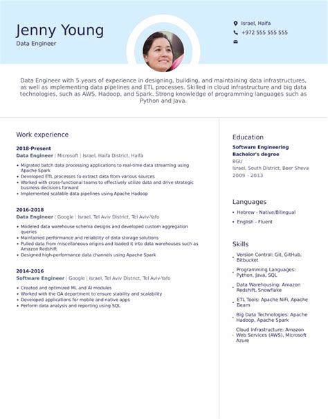 data engineer cv examples expoint