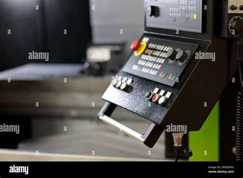 control console of cnc vertical machining center close up selective