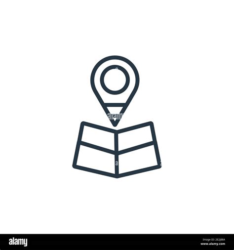 Folded Map With Position Mark Outline Vector Icon Thin Line Black Folded Map With Position Mark