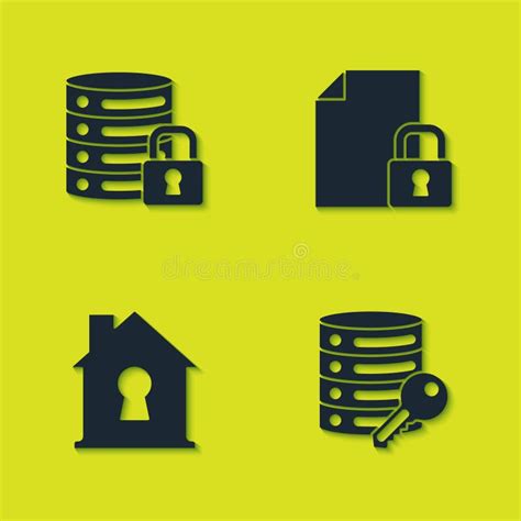 Set Server Security With Lock Key House Under Protection And Document