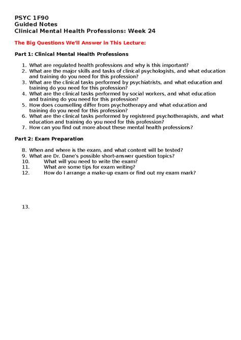 week 24 lecture laptop guided notes psyc 1f guided notes clinical mental health professions