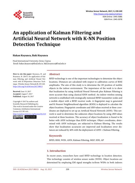 pdf an application of kalman filtering and artificial neural network