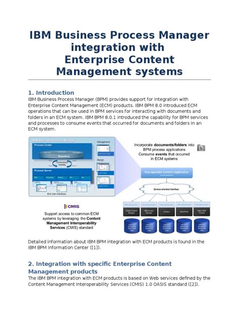 ibm business process manager integration with enterprise content