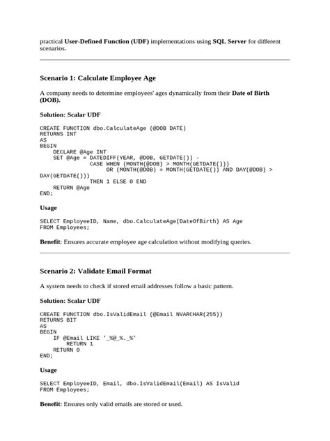 Practical Scenarios Udf Pdf Sql Programming Paradigms