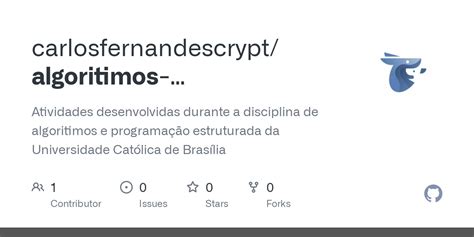 GitHub Carlosfernandescrypt Algoritimos Programacao Estruturada Atividades Desenvolvidas