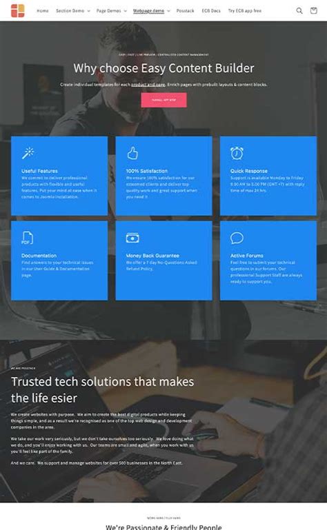 shopify webpage templates easy content builder demo