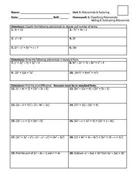 Unit Polynomials And Factoring Answer Key Pdf Semanario Worksheet For Student