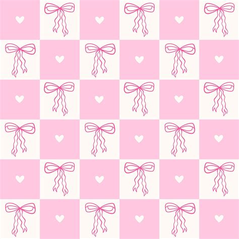Bows And Hearts Seamless Pattern Whimsical Coquette Background Print