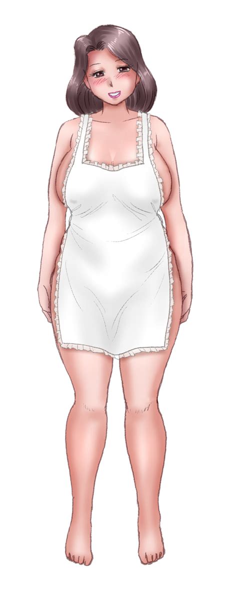 Orca Artist Original Highres Girl Apron Blush Breasts Covered Erect Nipples Full Body