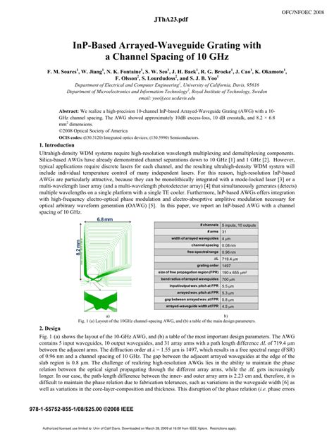 PDF InP Based Arrayed Waveguide Grating With A Channel Spacing Of 10 GHz