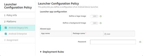 Launcher Configuration Device Policy Xenmobile Server
