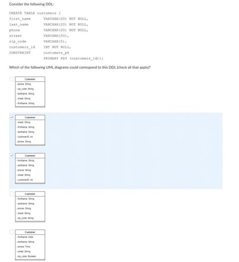 Solved Consider The Following Ddl Create Table Customers