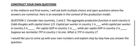 Solved CONSTRUCT YOUR OWN QUESTIONS In The Midterm And Final Chegg