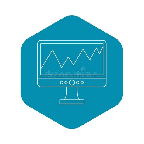 Graph On The Computer Monitor Icon Outline Style Stock Vector