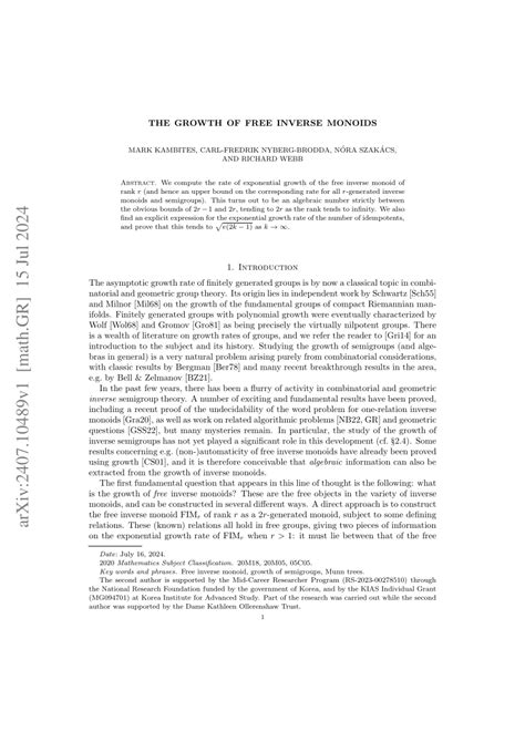 Pdf The Growth Of Free Inverse Monoids