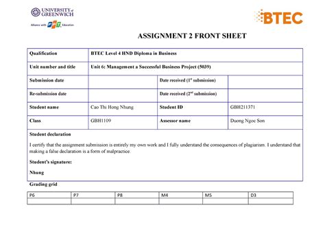 5039 Assignment 2 Frontsheet Assignment 2 Front Sheet Qualification