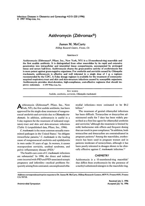 Pdf Azithromycin Zithromax