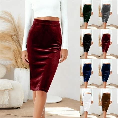 Hvyesh Velvet Skirts For Women Fall Winter High Waisted Skirt Casual