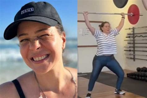 Grávida de 18 semanas Leandra Leal aparece levantando peso Com força Portal Área VIP