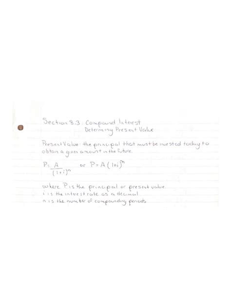 Section 83 Compound Interest Determining Present Value Note Pdf