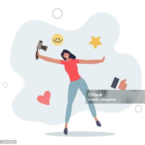 블로거 브이로그 인플루언서 새로운 디지털 시대의 사람들은 소셜 미디어 Conceptvector 일러스트 레이 션에 대한 이야기를