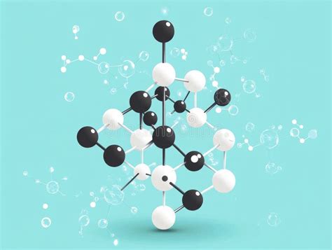Abstract Molecular Structure On Light Blue Background With 3d Spheres