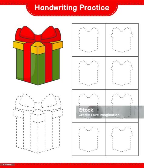 필기 연습 선물 상자의 추적 라인 교육 어린이 게임 인쇄 가능한 워크 시트 벡터 일러스트 레이 션 0명에 대한 스톡 벡터 아트 및 기타 이미지 Istock